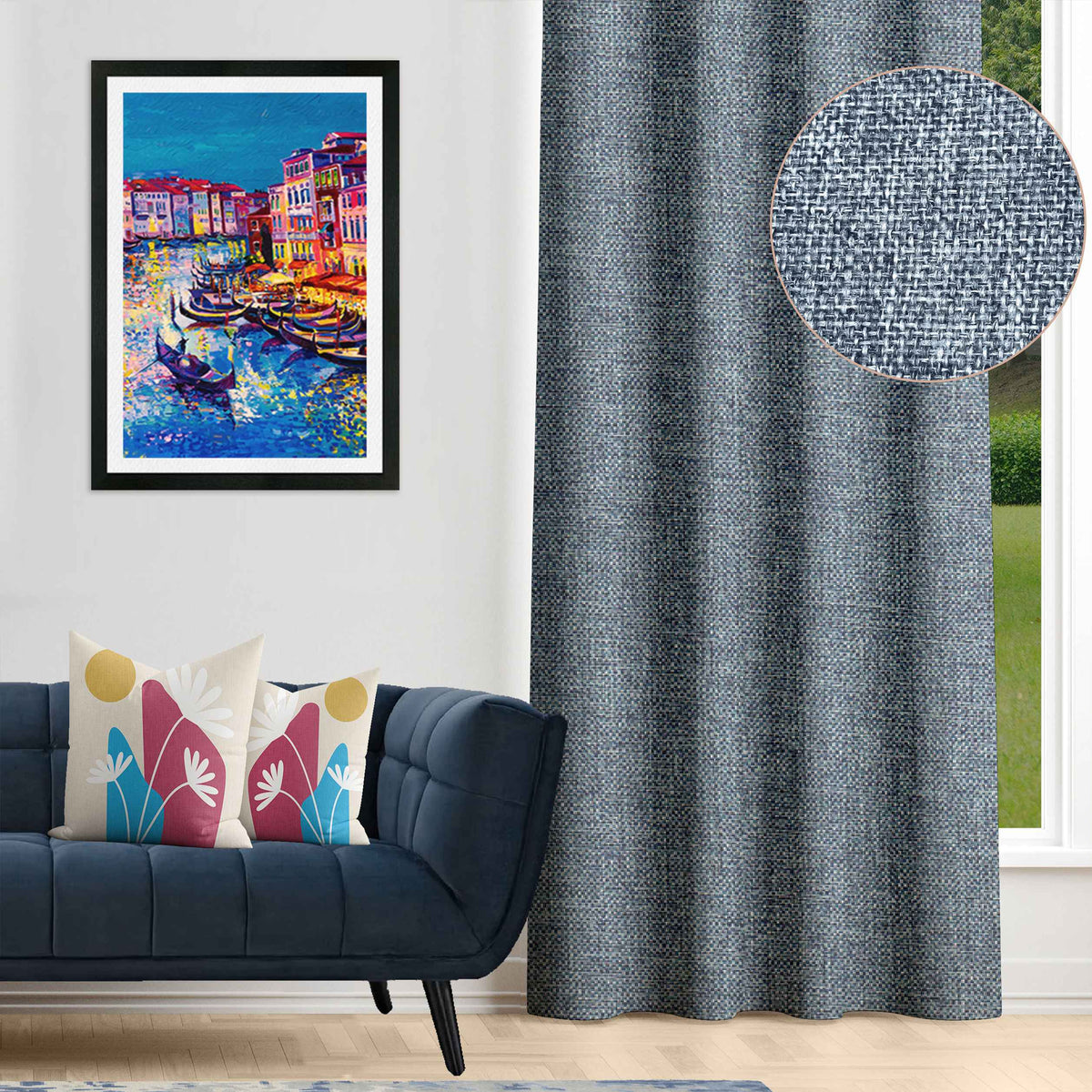 Shay Curtain - Pink & Blue Accents - Modern Decor Recipe #2 With 2 Pil — Shop Decorator